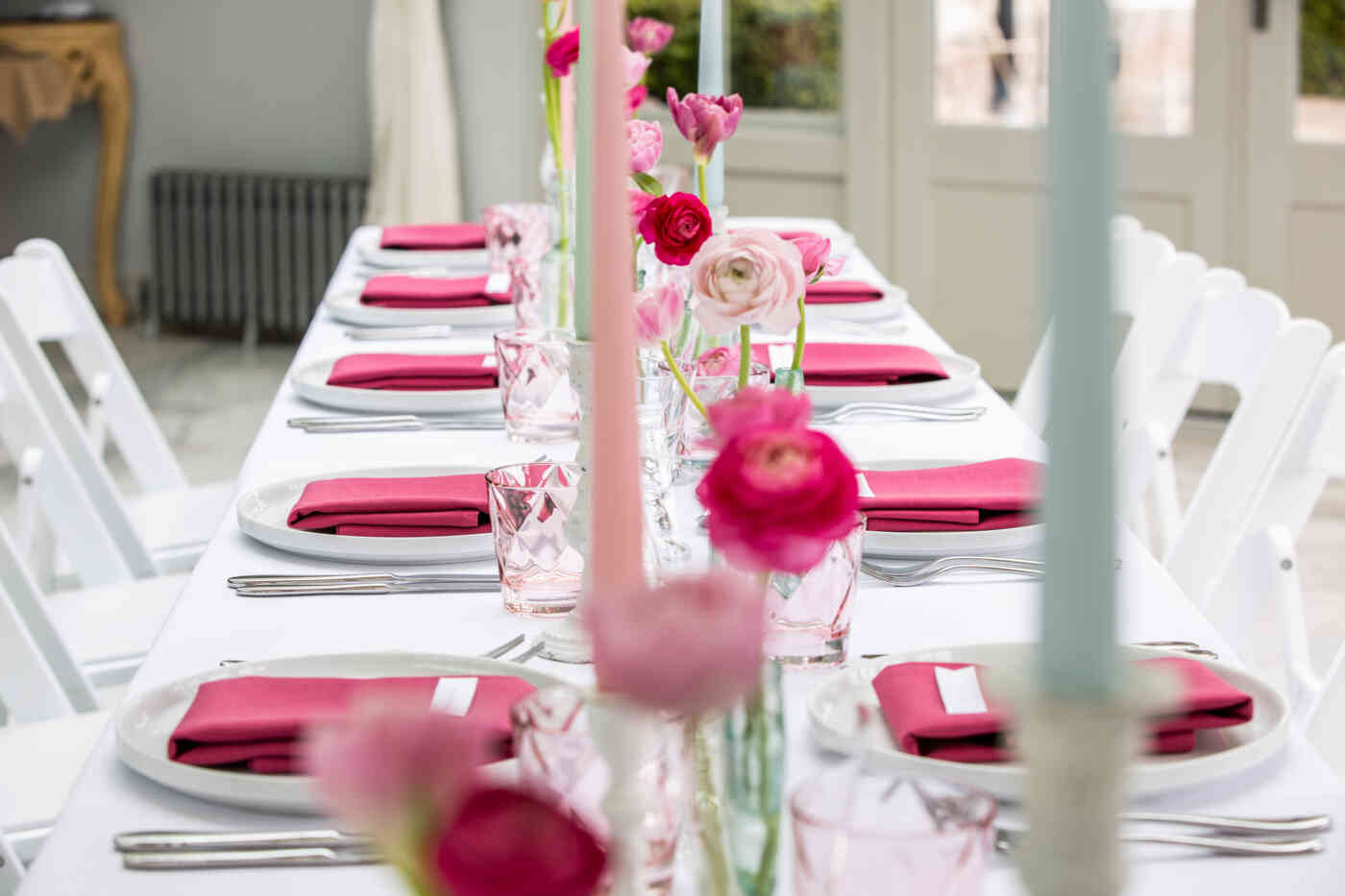 Wild Raspberry Table Linen For Hire | Tablecloths, Napkins, Runners ...