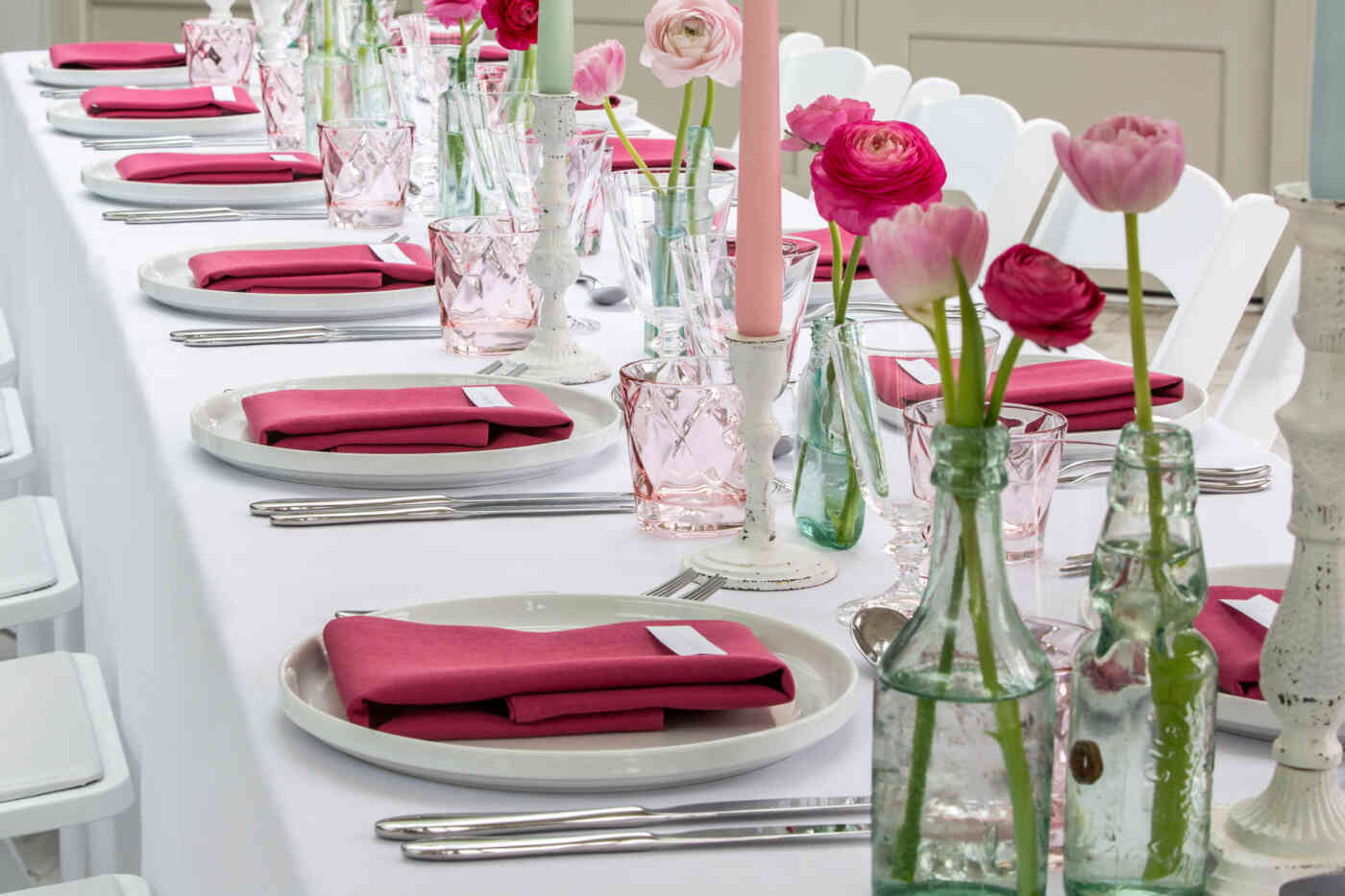 Wild Raspberry Table Linen For Hire | Tablecloths, Napkins, Runners ...